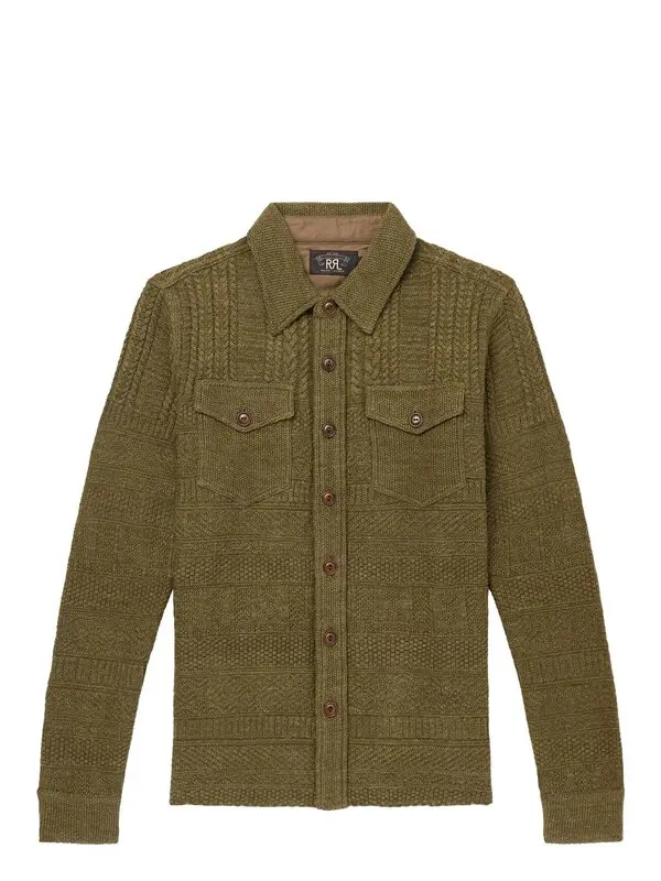 Ralph Lauren Jacquard-knit Cotton And Wool-blend Cardigan - Green