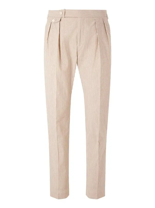 Polo Ralph Lauren Straight-leg Pleated Striped Suit Trousers - Brown
