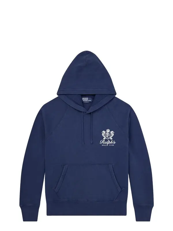 Polo Ralph Lauren Logo-print Cotton-blend Jersey Hoodie - Blue