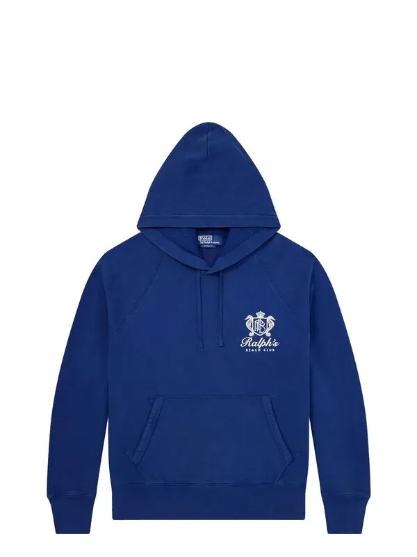 Polo Ralph Lauren Logo-print Cotton-blend Jersey Hoodie - Blue