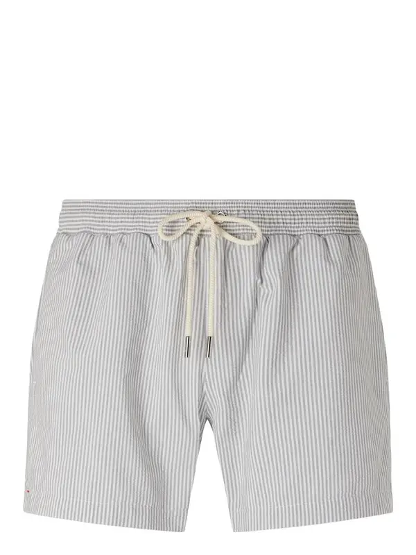 Orlebar Brown Jack Straight-leg Mid-length Striped Seersucker Swim Shorts - White
