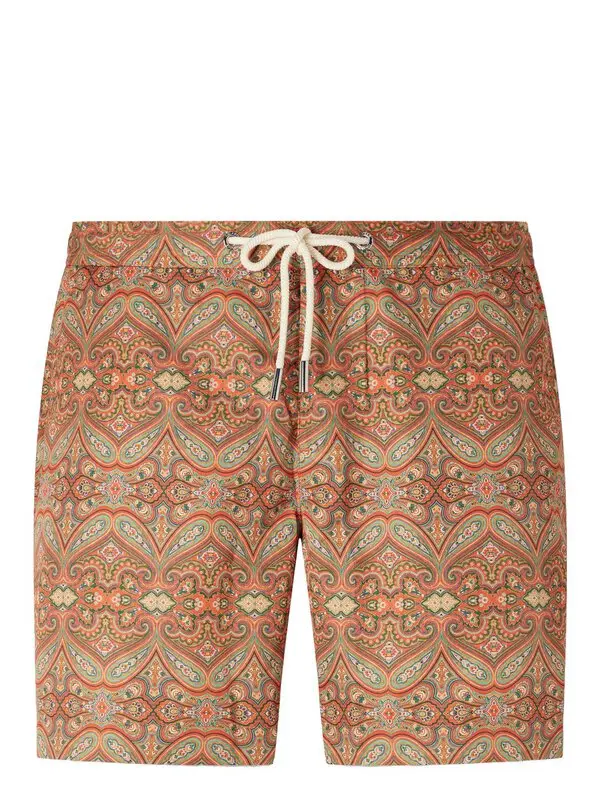 Orlebar Brown Straight-leg Mid-length Paisley-print Swim Shorts - Orange