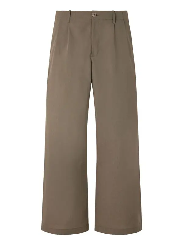 Our Legacy Bridge Wide-leg Pleated Virgin Wool And Cotton-blend Chinos - Green