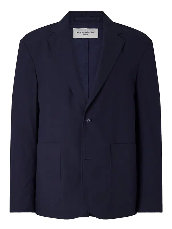Officine Générale Cyril Organic Cotton-poplin Suit Jacket - Blue