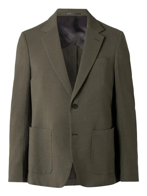 Mr P. Wool-blend Seersucker Suit Jacket - Green