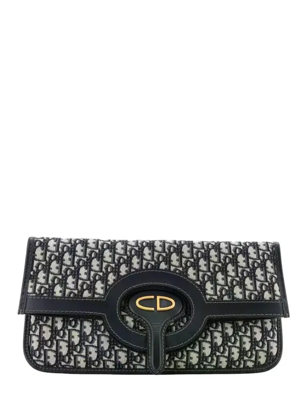 Dior Fold Over Oblique Canvas Clutch Bag - Blue