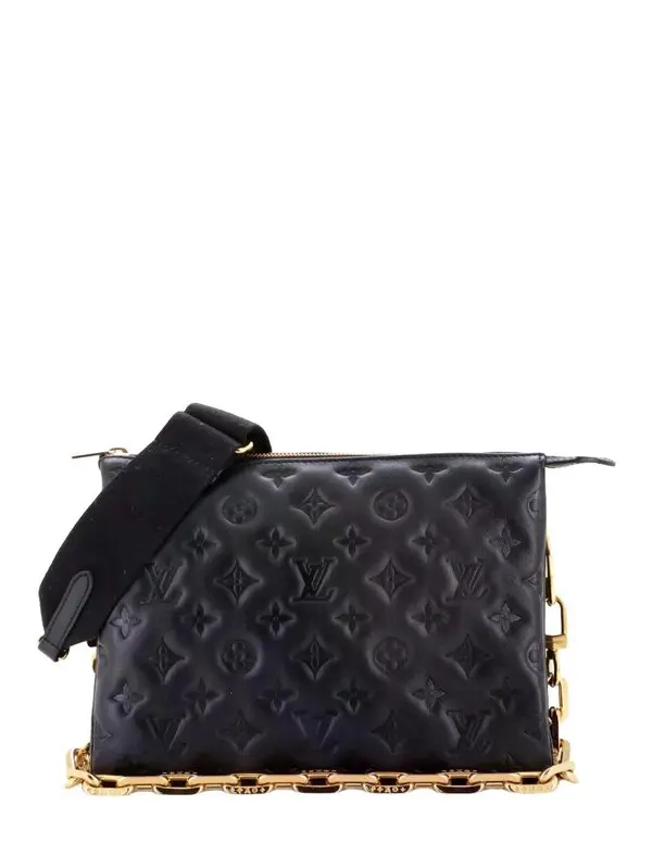 LOUIS VUITTON Coussin Pm Crossbody Bag Monogram Embossed Lambskin - Black