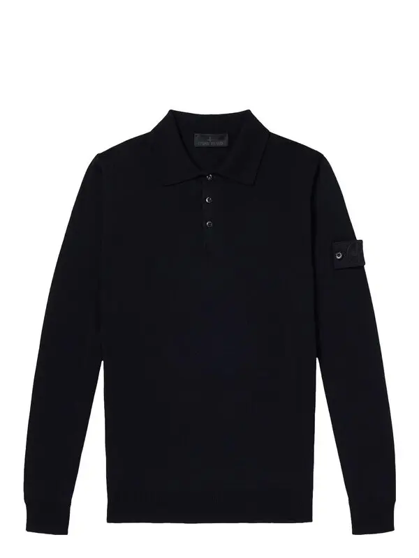 Stone Island Ghost Virgin Wool Polo Shirt - Black