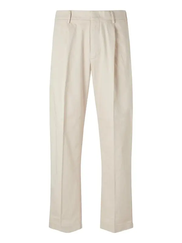 Nn07 Kay 1420 Wide-leg Pleated Organic Cotton-blend Twill Trousers - Neutrals