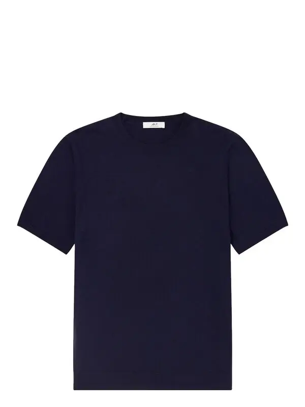 Mr P. Organic Cotton And Cashmere-blend T-shirt - Blue
