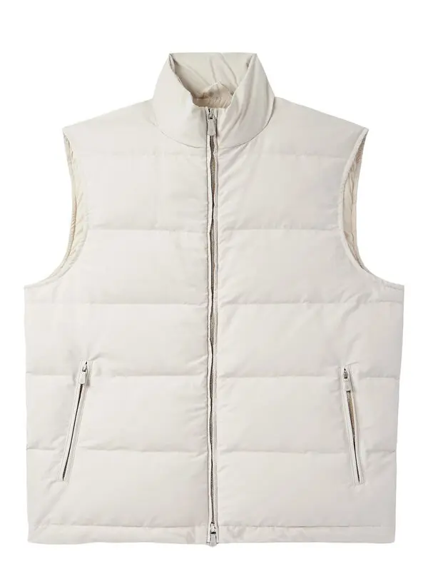 Eleventy Quilted Tech Wool-blend Down Gilet - Gray