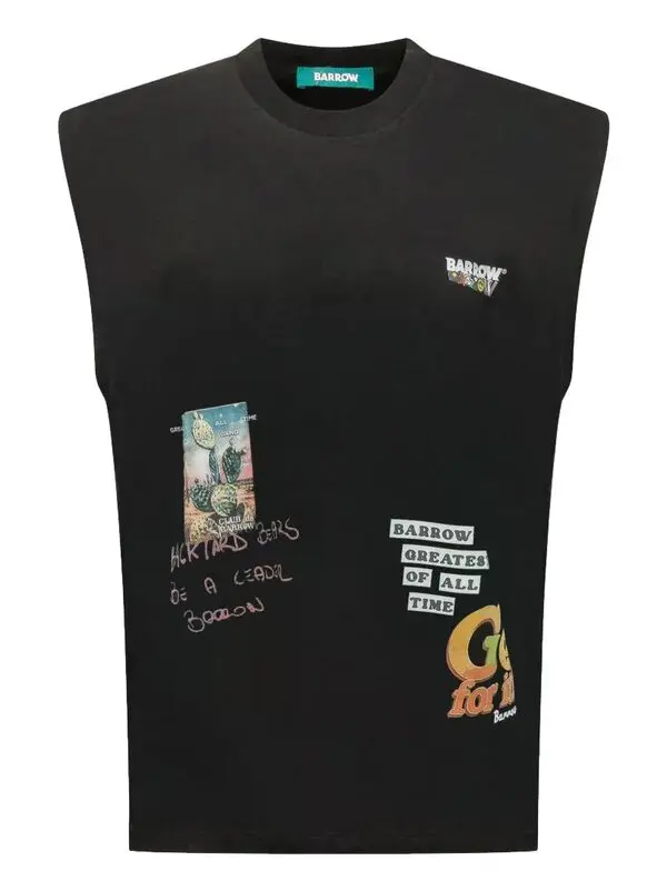 BARROW Printed Sleeveless T-shirt - Black