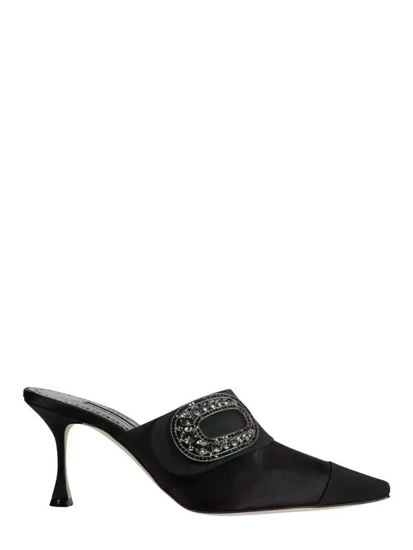 Manolo Blahnik 70mm Embellished Mules - Black