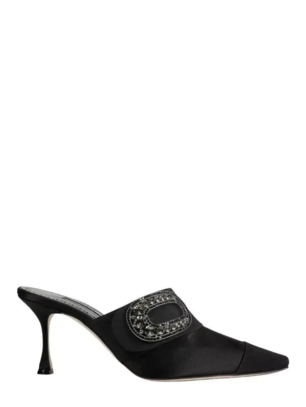 Manolo Blahnik 70mm Embellished Mules - Black