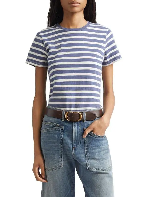 NILI LOTAN Lana Crewneck T-shirt - French Blue/off White Stripe