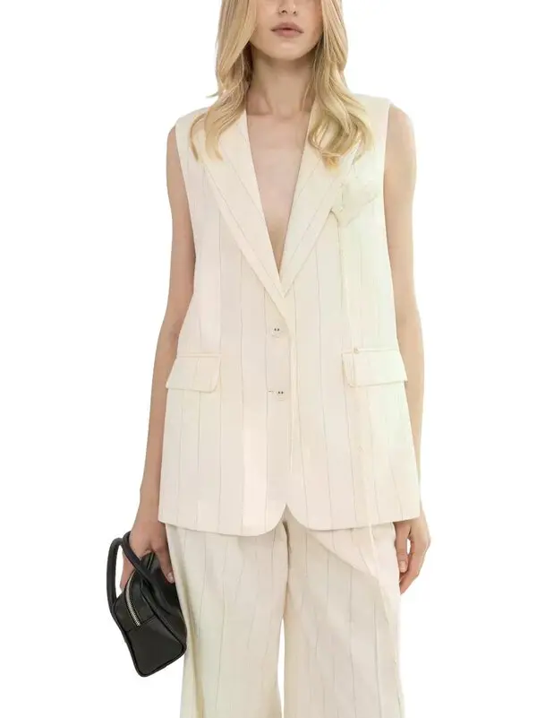 NISSA Pinstripe Single-breasted Waistcoat - Neutrals