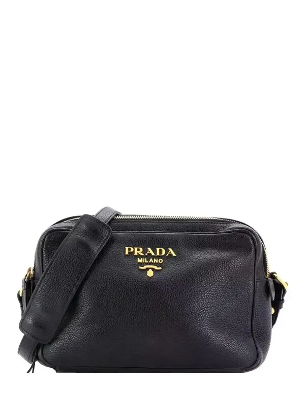 Prada Double Zip Camera Medium Crossbody Bag - Black