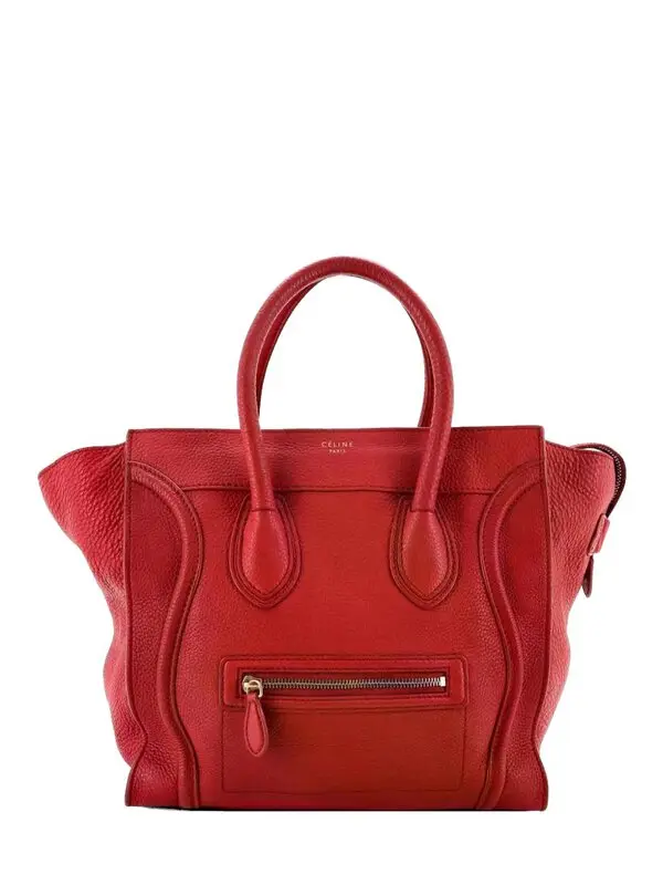 Celine Luggage Bag Grainy Leather Mini Tote - Red