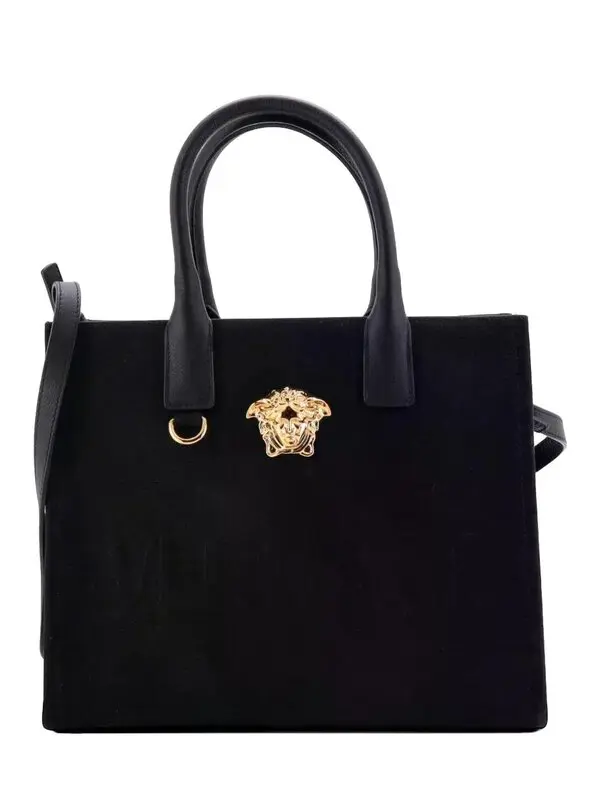Versace La Medusa Embossed Canvas Small Shoulder Bag - Black