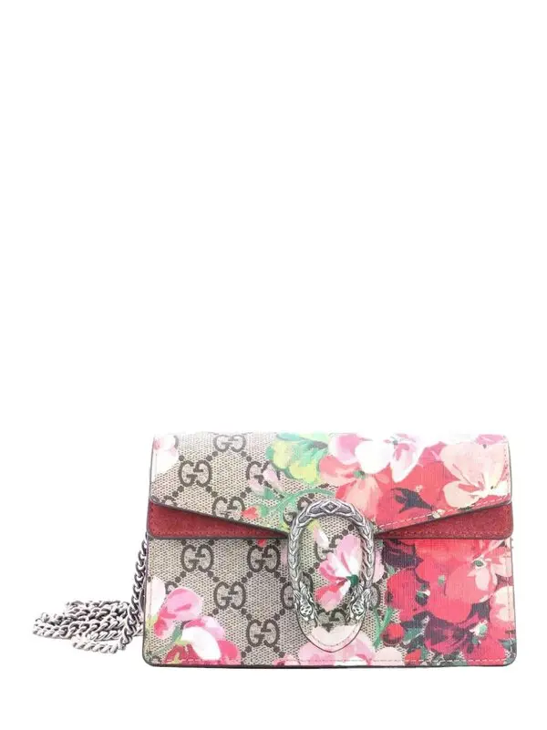 Gucci Dionysus Blooms Print Gg Coated Canvas Super Mini Crossbody Bag - Brown