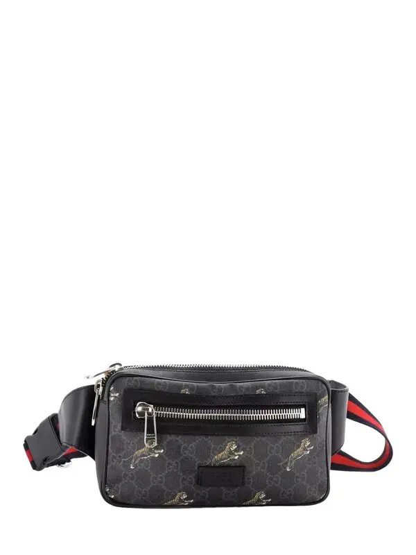 Gucci Soft Zip Printed Gg Coated Canvas Small Belt Bag - Black