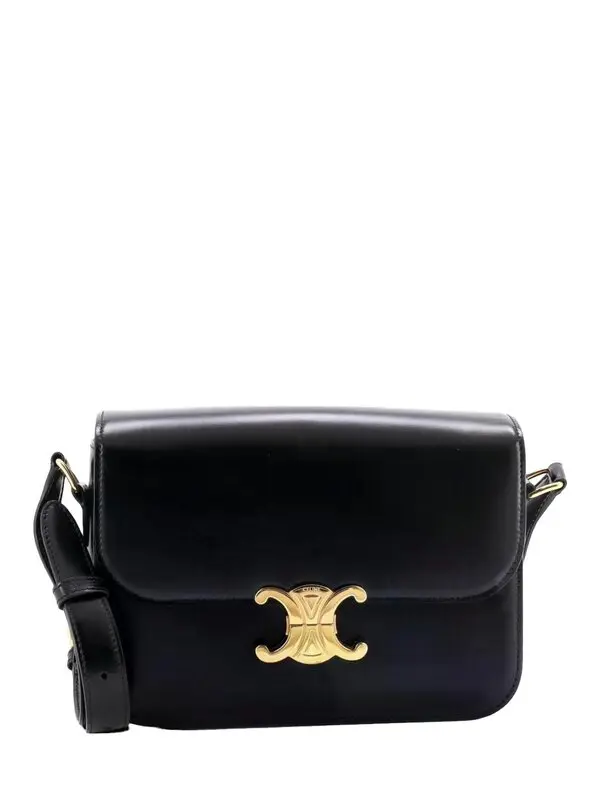 Celine Triomphe Smooth Calfskin Medium Crossbody Bag - Black