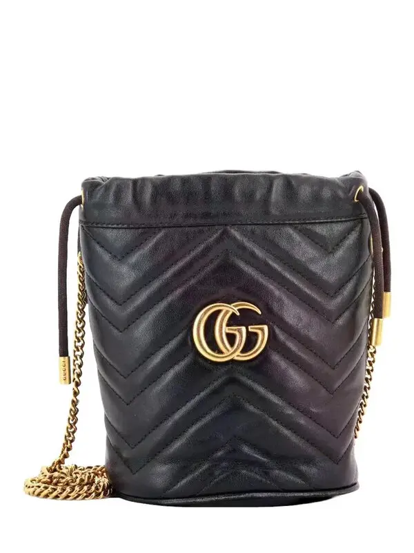 Gucci Gg Marmont Matelasse Leather Mini Bucket Bag - Black