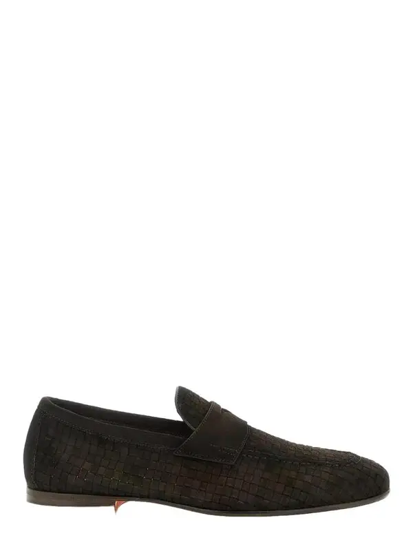 Santoni Carlo Woven Leather Loafers - Brown