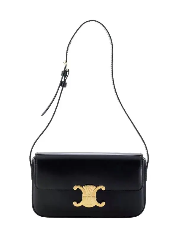 Celine Triomphe East-west Smooth Calfskin Shoulder Bag - Black
