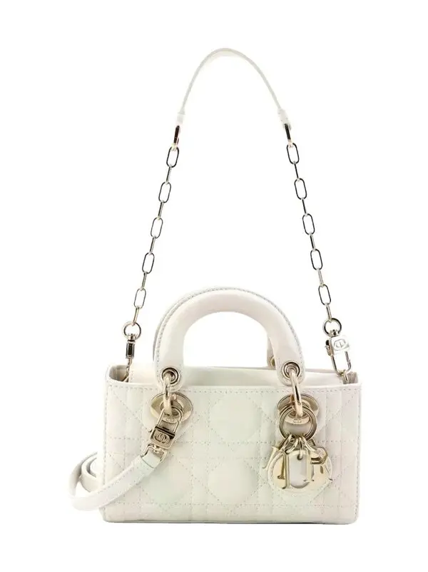 Dior Lady D-joy Cannage Quilt Micro Satchel - White