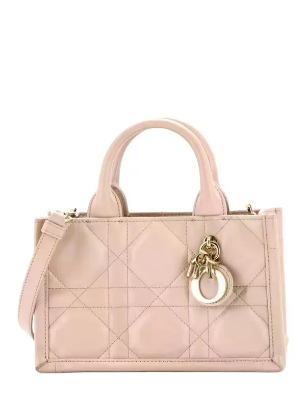 Dior Book With Strap Macrocannage Quilt Calfskin Mini Tote - Neutrals