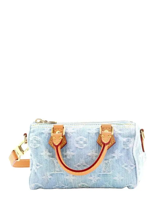 LOUIS VUITTON Speedy Bandouliere Nm Bag Monogram Denim Sky Nano Satchel - Blue