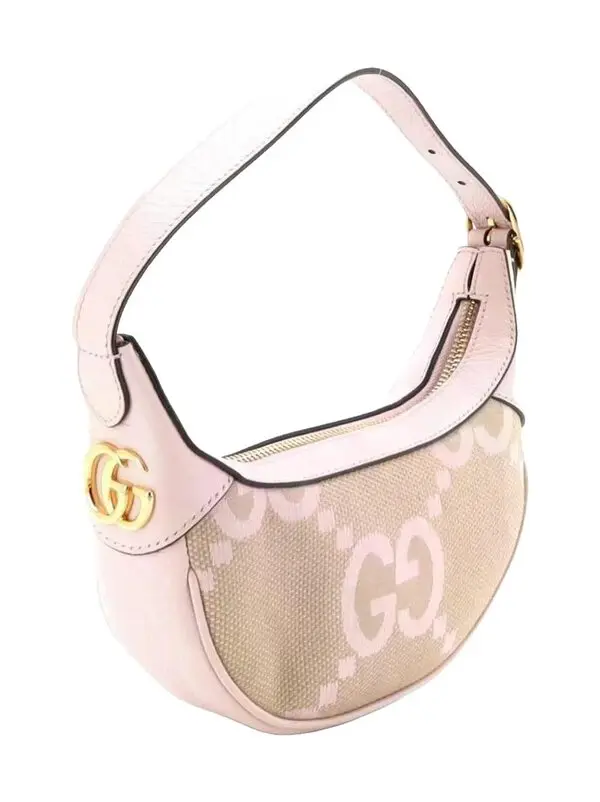 Gucci Ophidia Half Moon Mini Hobo Bag Jumbo Gg Canvas - Pink