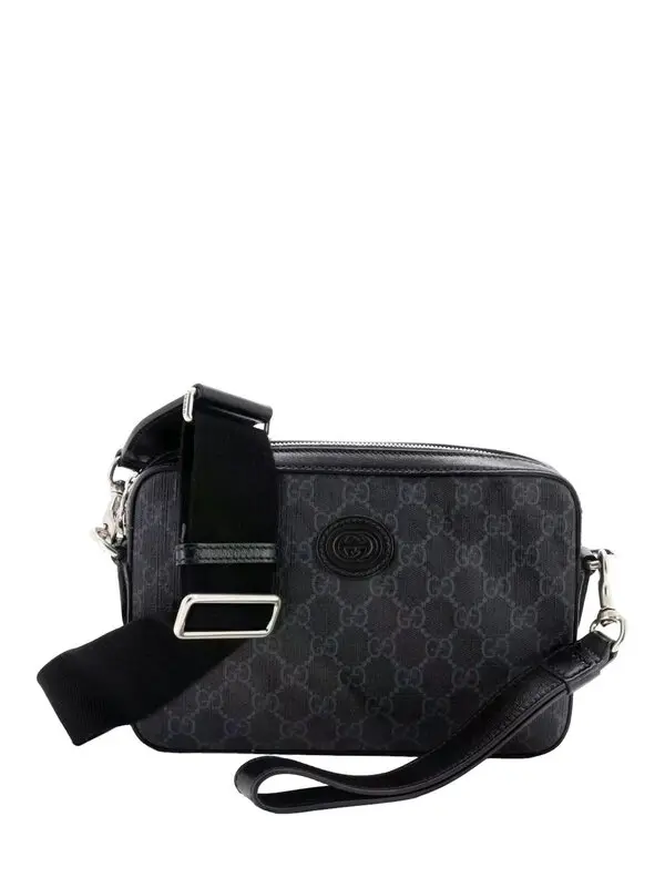Gucci Interlocking G Patch Gg Coated Canvas Small Shoulder Bag - Black