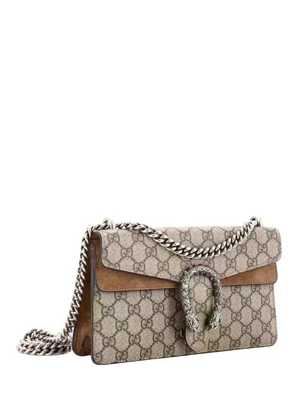 Gucci Dionysus Small Shoulder Bag Gg Coated Canvas With Crystal Embellishment - Brown
