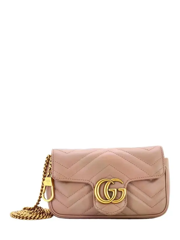 Gucci Gg Marmont Flap Bag Matelasse Leather Super Mini Crossbody Bag - Neutrals