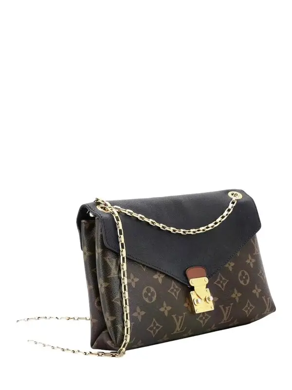 LOUIS VUITTON Pallas Chain Monogram Canvas And Calfskin Shoulder Bag - Black