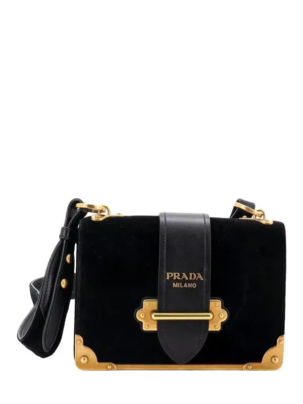 Prada Cahier Velvet Small Crossbody Bag - Black
