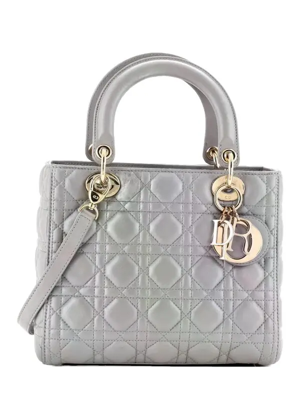 Dior Lady Iridescent Cannage Quilt Lambskin Medium - Grey
