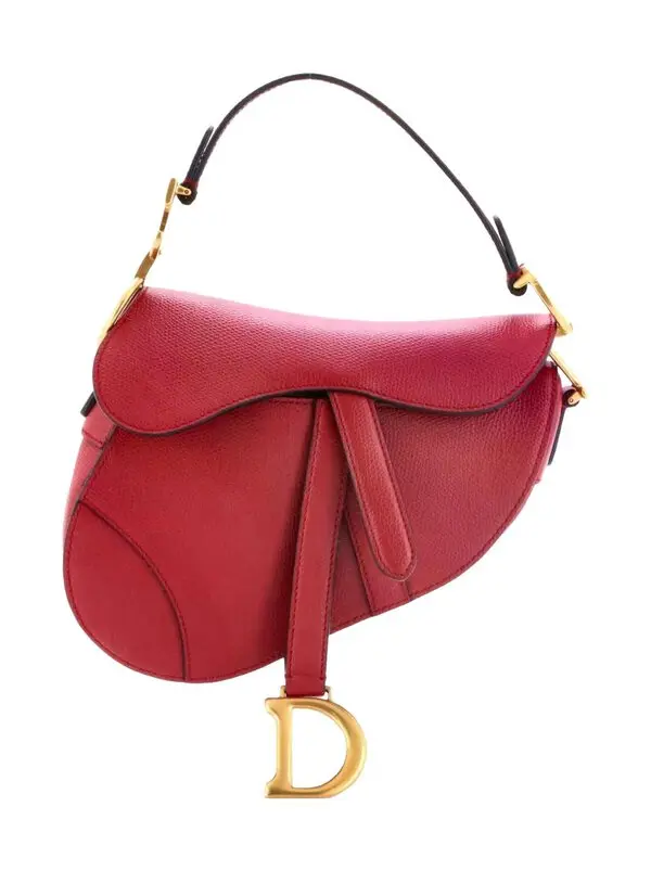 Dior Saddle Handbag Leather Mini Shoulder Bag - Red