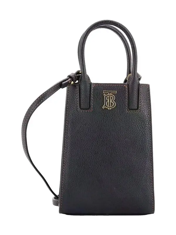 Burberry Frances Leather Micro Tote Bag - Black