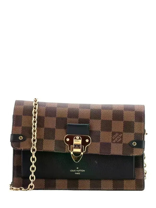LOUIS VUITTON Vavin Chain Wallet Nm Damier With Leather Crossbody Bag - Black
