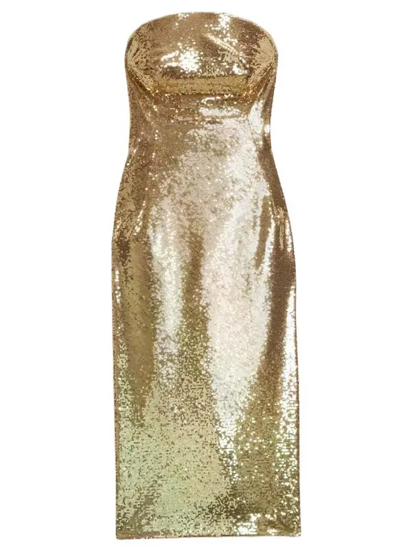 Ermanno Scervino Sequin Embellished Midi Dress - Gold