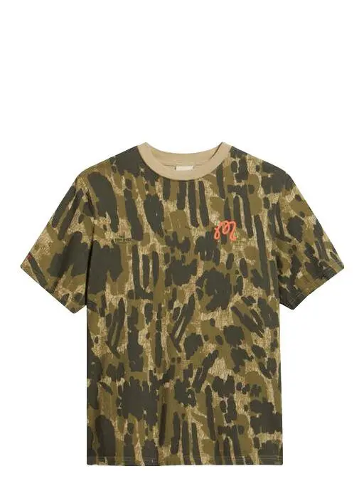 MALBON Tour Divot Camo Cotton Graphic T-shirt - Bark Camo
