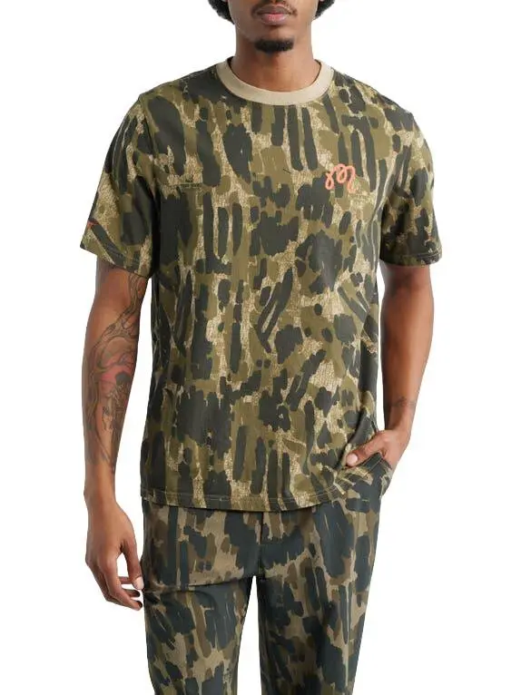 MALBON Tour Divot Camo Cotton Graphic T-shirt - Bark Camo