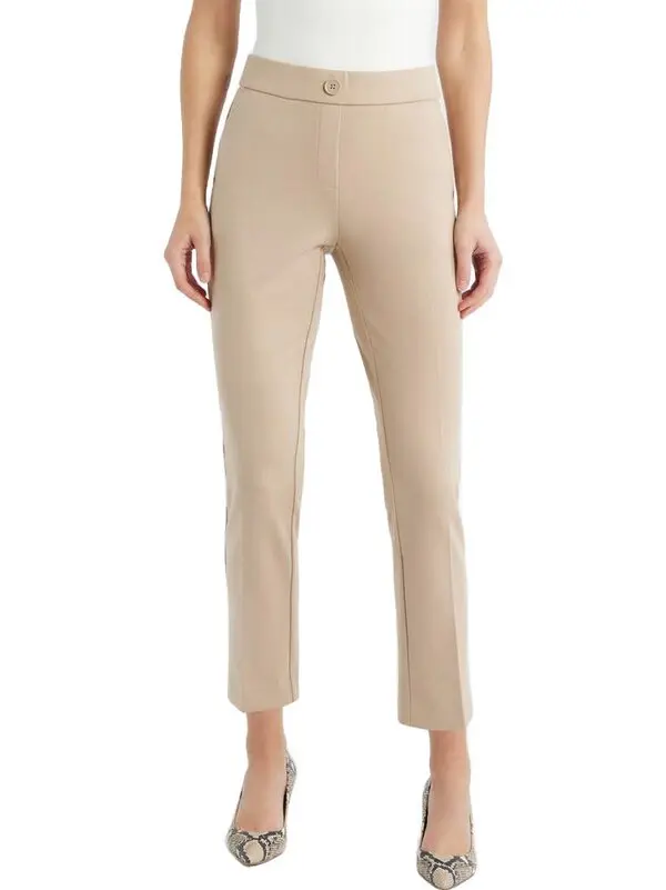 Anne Klein Straight Leg Pull-on Trousers - Latte