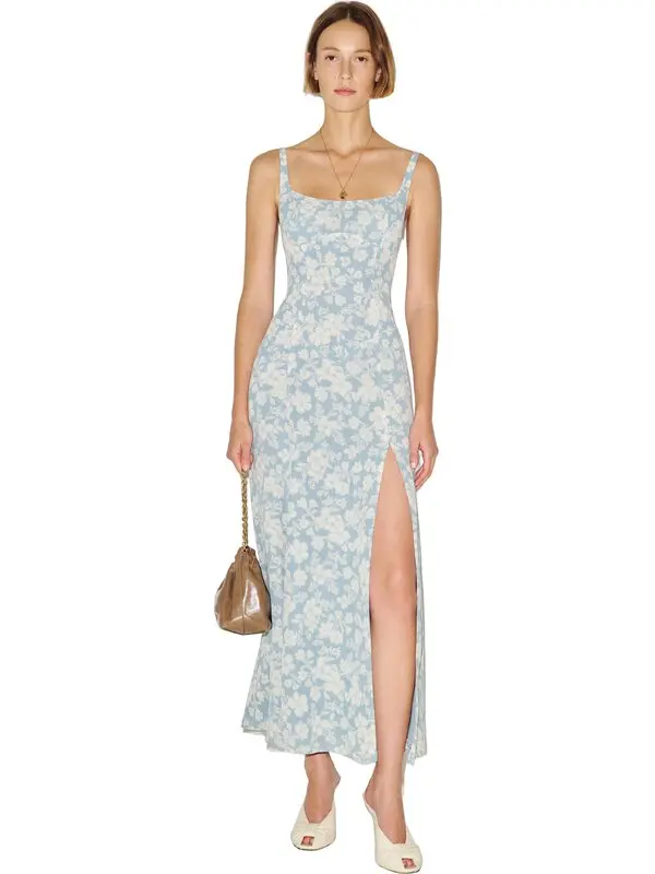 REFORMATION Ailany Midi Dress With Floral Print - Blue