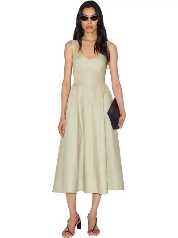 REFORMATION Birdie Linen Dress - Green