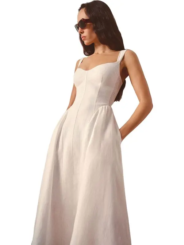 REFORMATION Birdie Linen Maxi Dress - Ivory