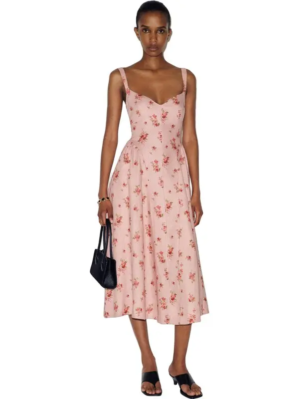 REFORMATION Birdie Linen Maxi Dress - Pink